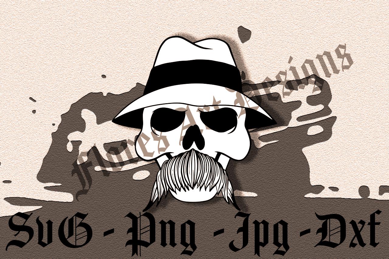 Gangster Skull Svg/dxf/pdf/jpg/png/skull Svg/fedora/lowrider Svg ...