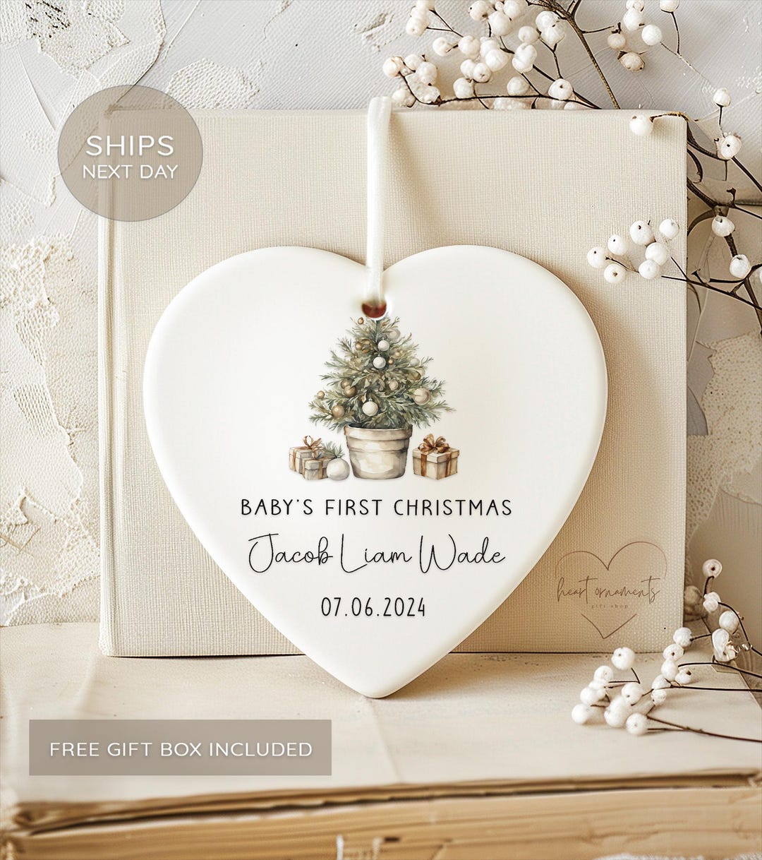 Baby's First Christmas Ornament - Personalized First Christmas Keepsake ...