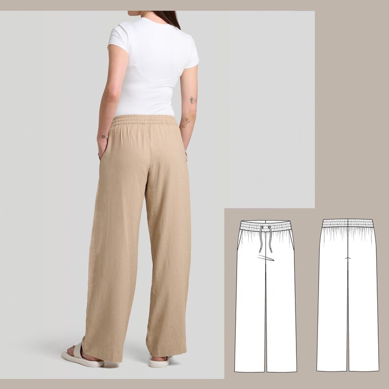 Wide Leg Drawstring Pant PDF Digital Sewing Pattern [[ SIZE M | AU12 ...