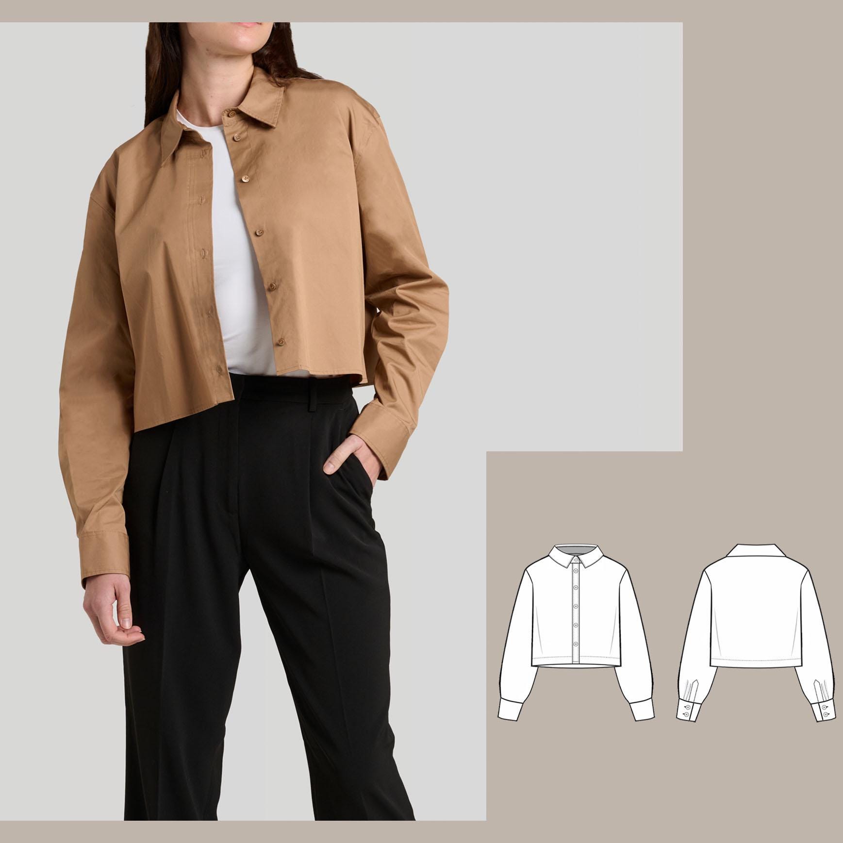 Cropped Shirt PDF Digital Sewing Pattern BUNDLE – With Over 100 ...