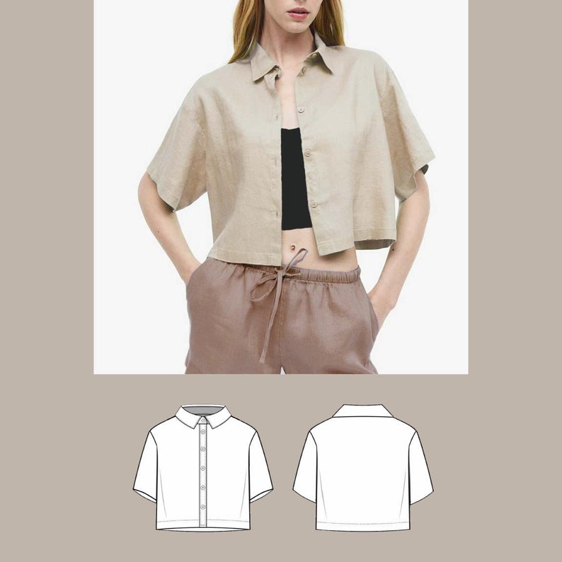 Cropped Shirt PDF Digital Sewing Pattern BUNDLE With Over 100 Possible ...