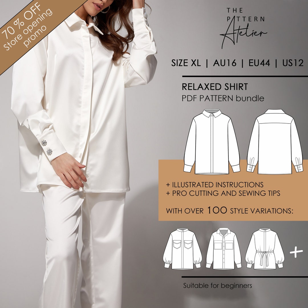 Relaxed Shirt PDF Digital Sewing Pattern BUNDLE With Over 100 Possible ...