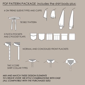 Cropped Shirt PDF Digital Sewing Pattern BUNDLE – With Over 100 ...