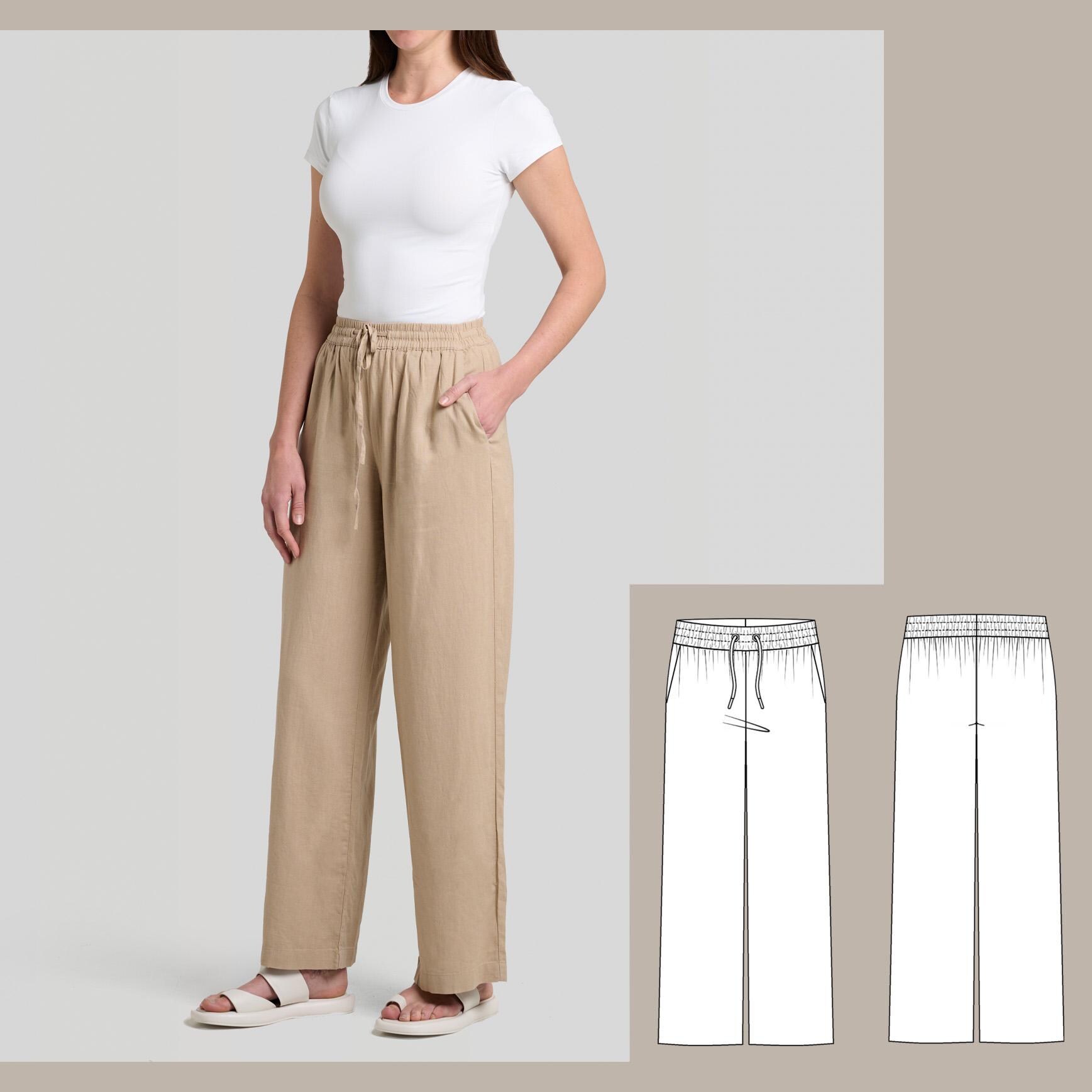 Wide Leg Drawstring Pant PDF Digital Sewing Pattern [[ SIZE M | AU12 ...