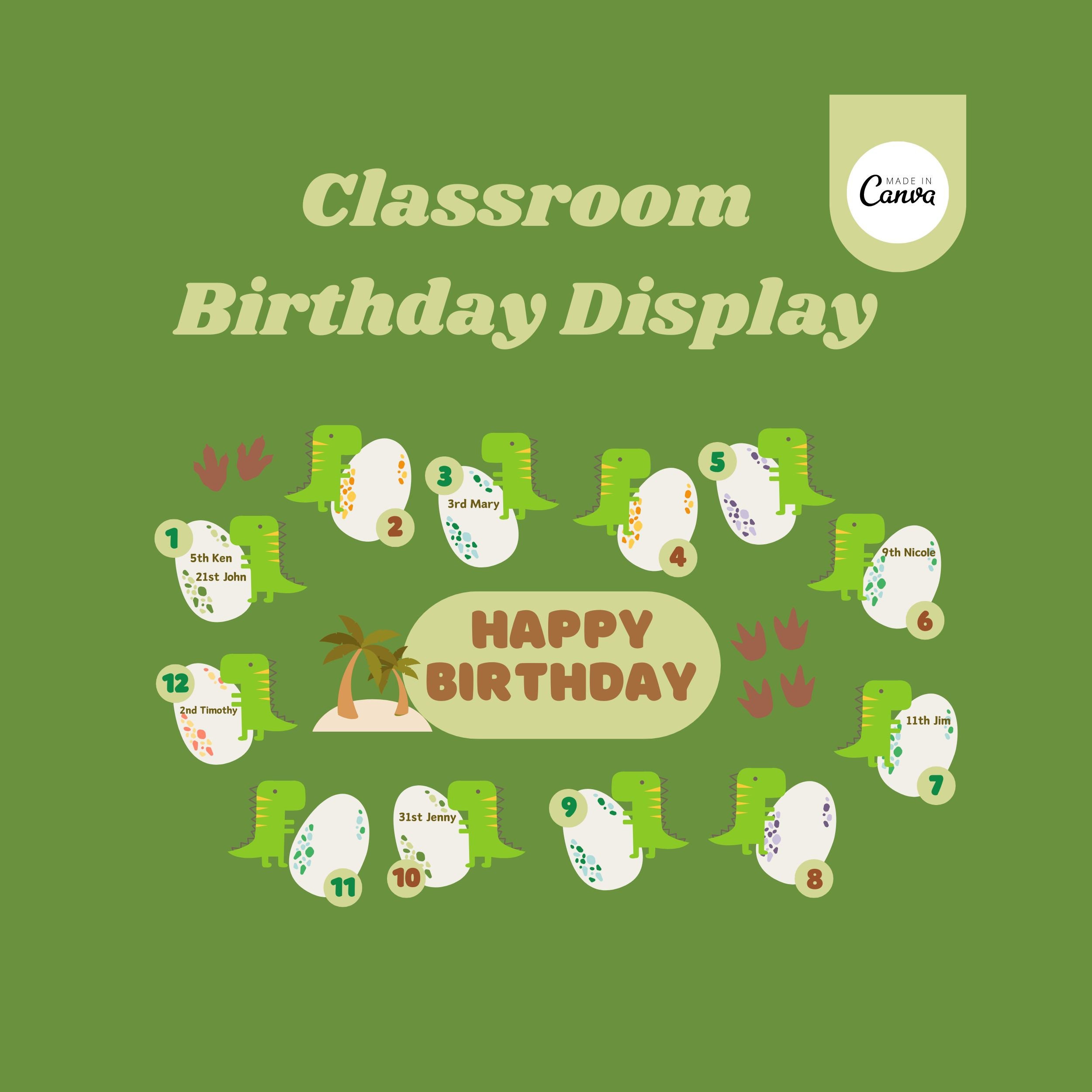 Dinosaurs Themed Classroom Birthday Display, Birthday Bulletin Board ...