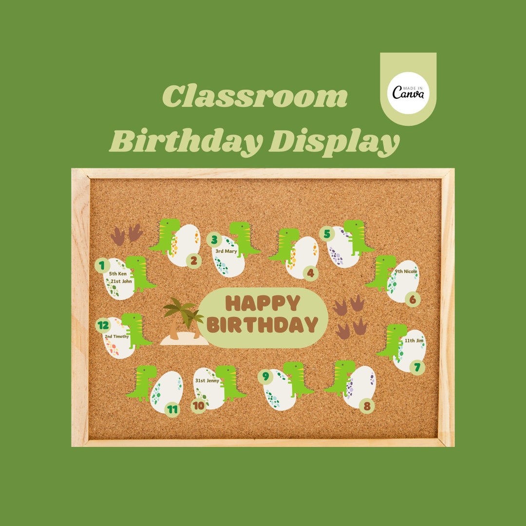 Dinosaurs Themed Classroom Birthday Display, Birthday Bulletin Board ...