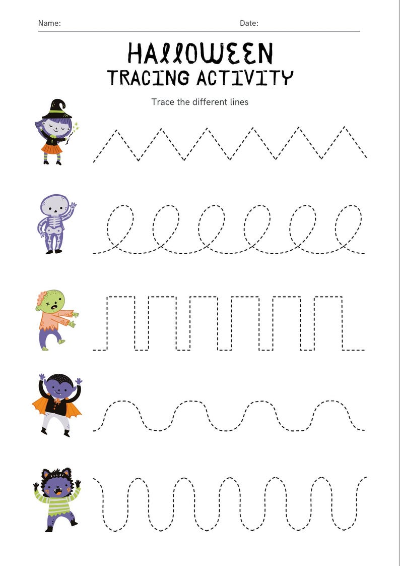 Tracing Halloween Practice - Etsy