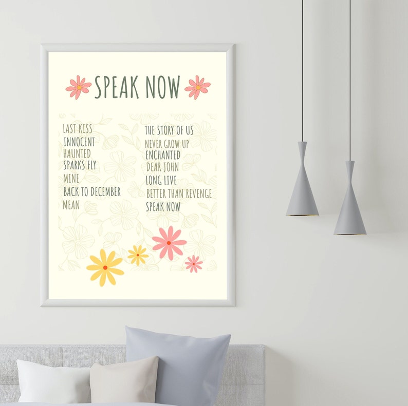 Speak Now Taylor Swift Album Digital Poster, Vibrant Wall Art for Music ...