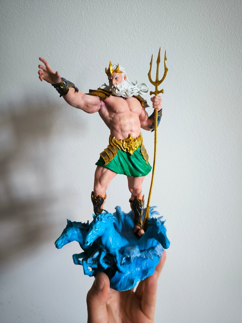 God Poseidon Statue 3D Printed and Painted for Boyfriend / Husband, Geek, Greek Mythology ...
