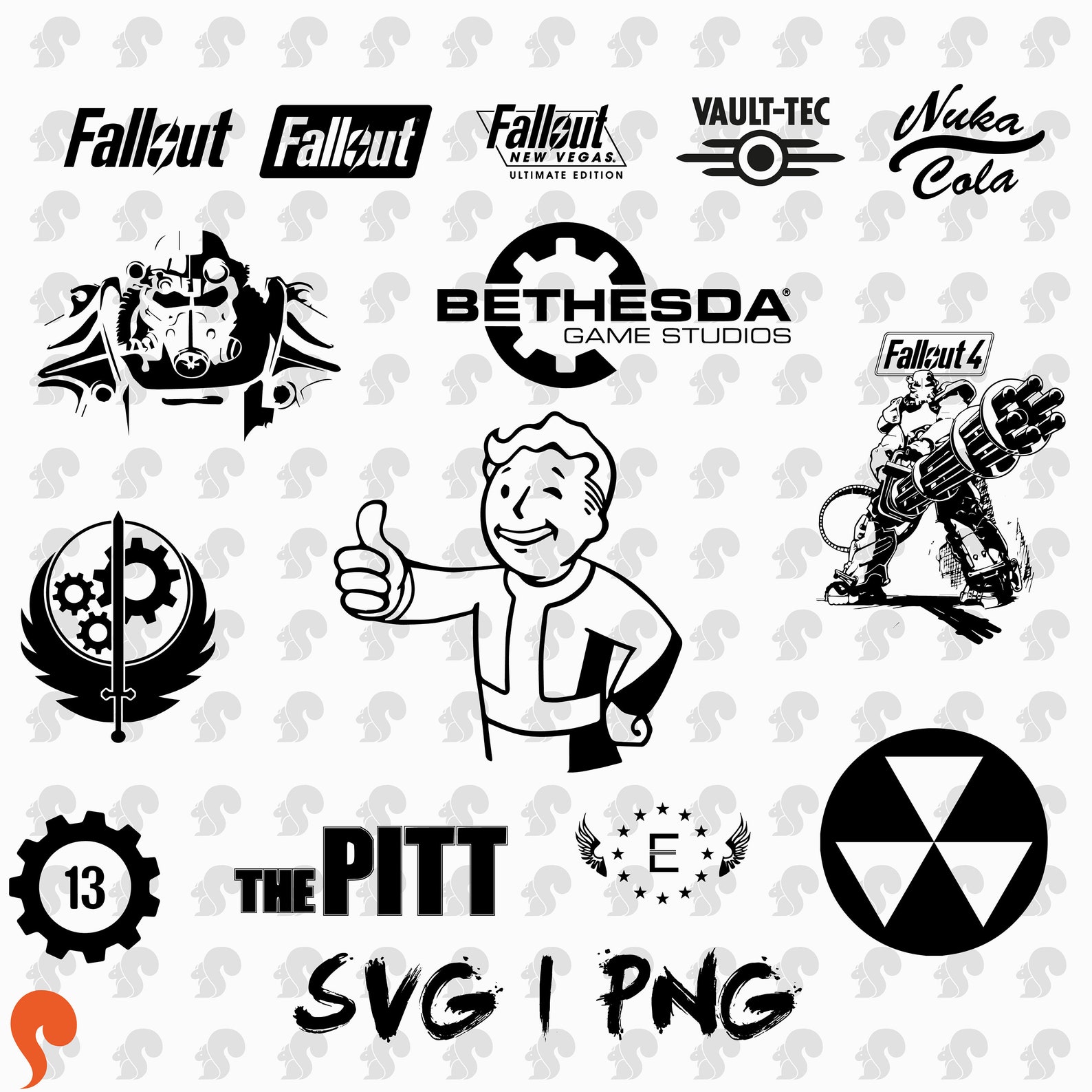 Fallout SVG Outline & Silhouette Files SVG, Lightburn PNG Power Armor ...
