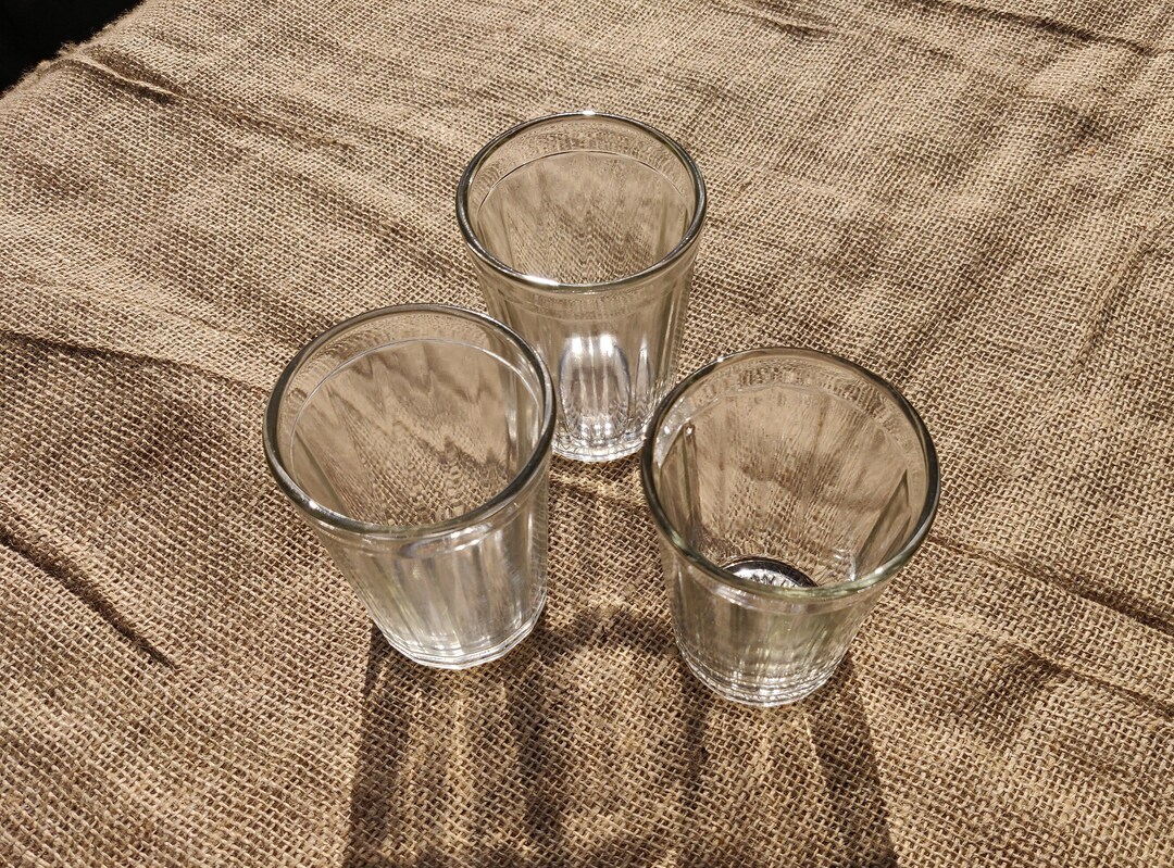 Vintage Set of 3 Rare Soviet Faceted Drinking Glasses - 250ml - Antique ...