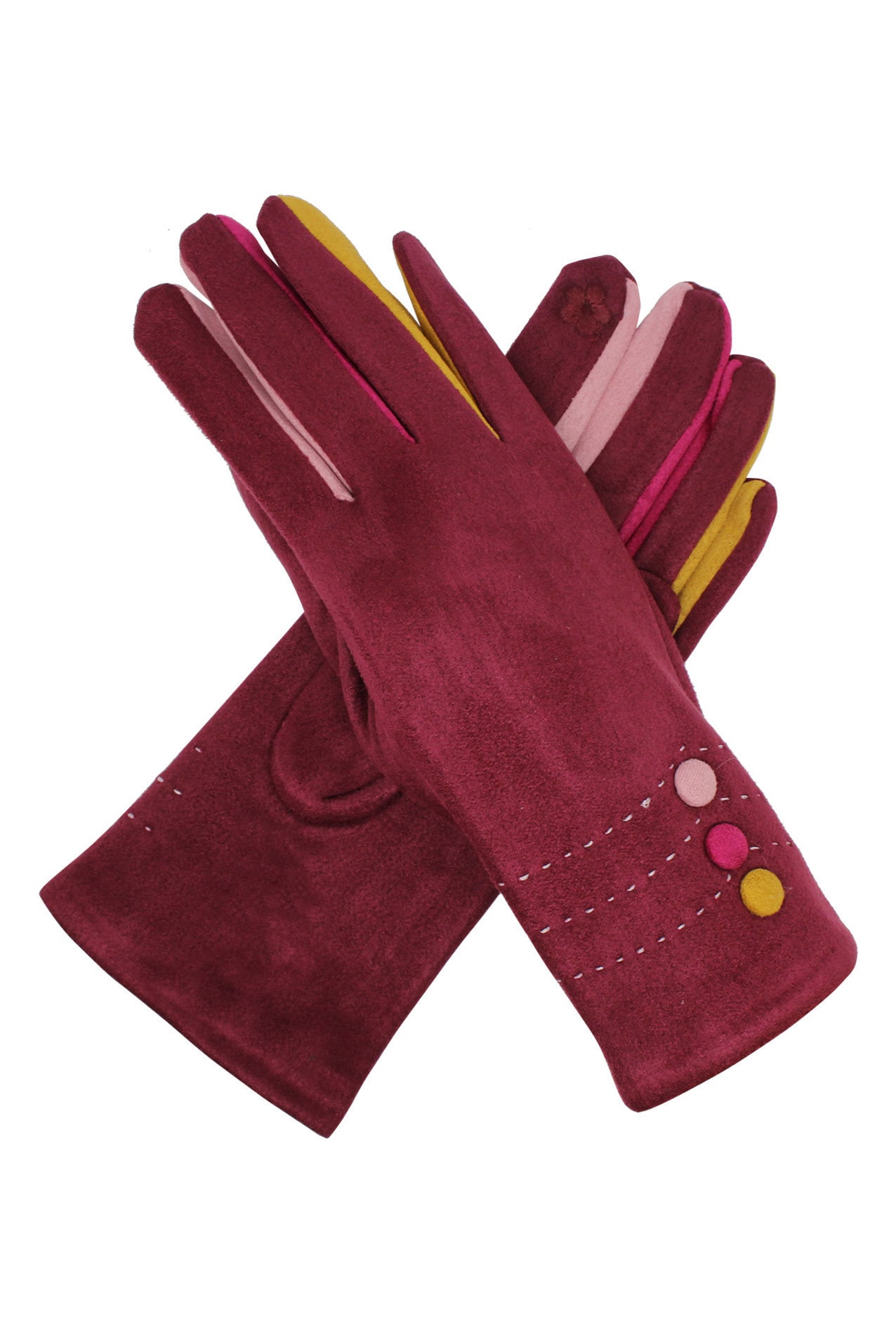 Women Button Gloves Ladies Multi Colours Gloves Touch Screen Gloves ...
