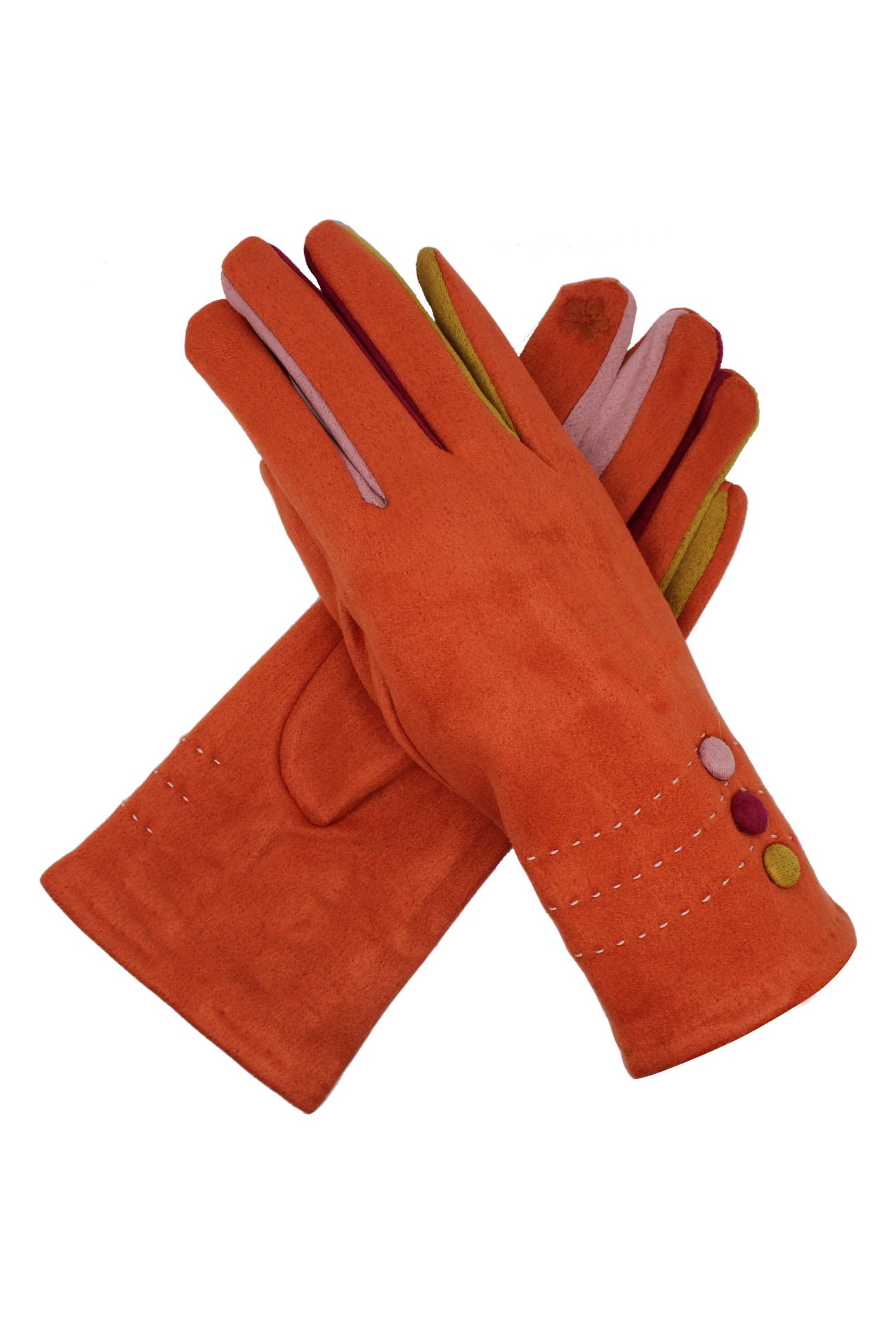 Women Button Gloves Ladies Multi Colours Gloves Touch Screen Gloves ...