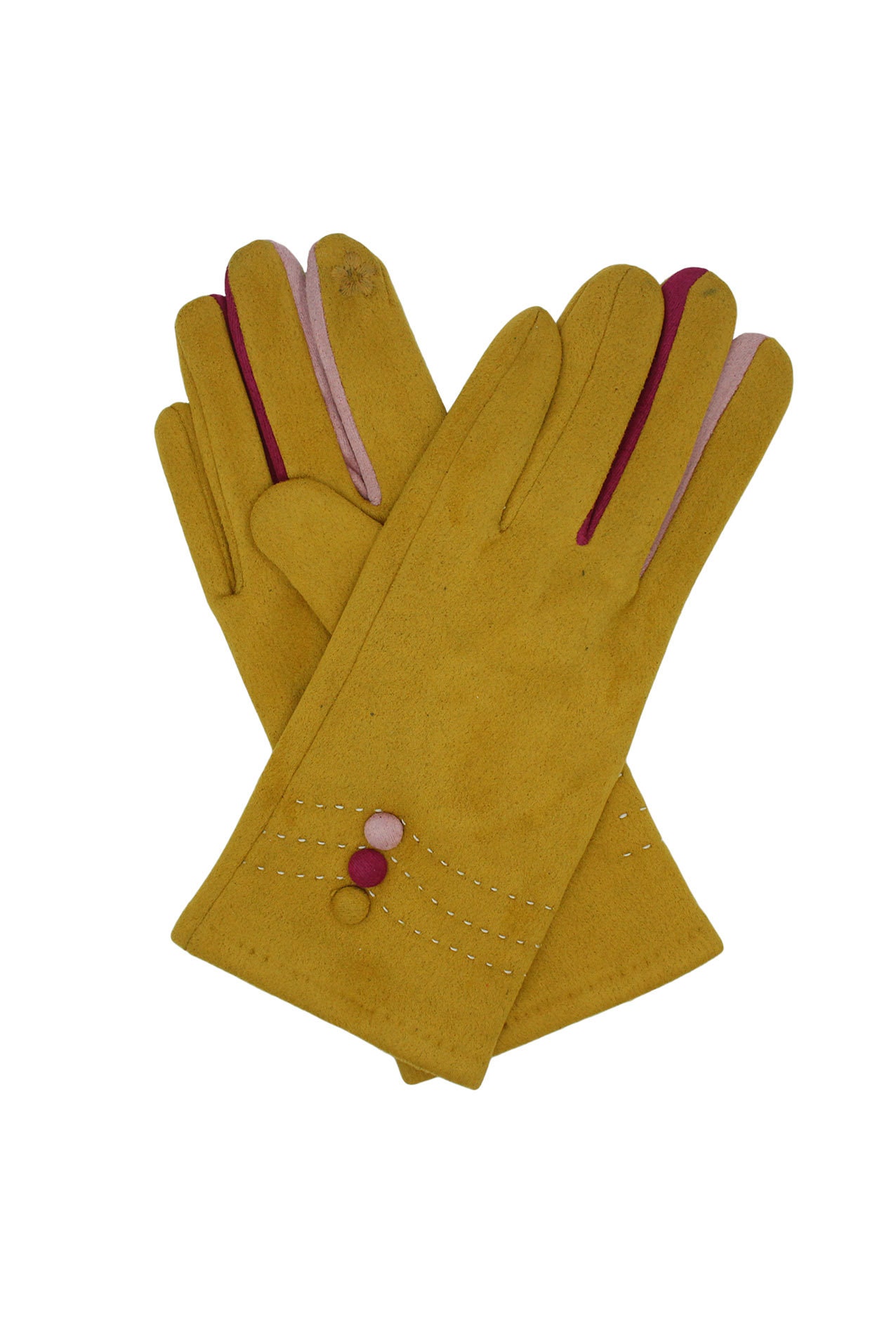 Women Button Gloves Ladies Multi Colours Gloves Touch Screen Gloves ...