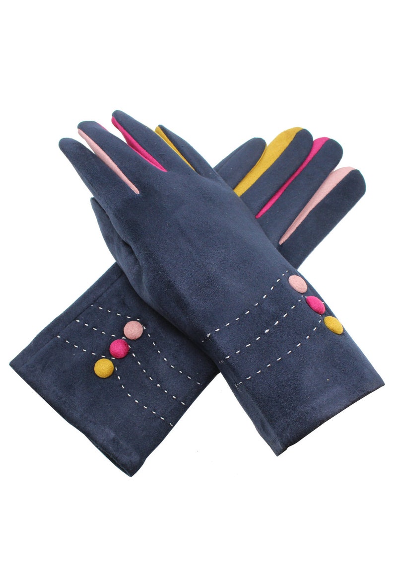 Women Button Gloves Ladies Multi Colours Gloves Touch Screen Gloves ...