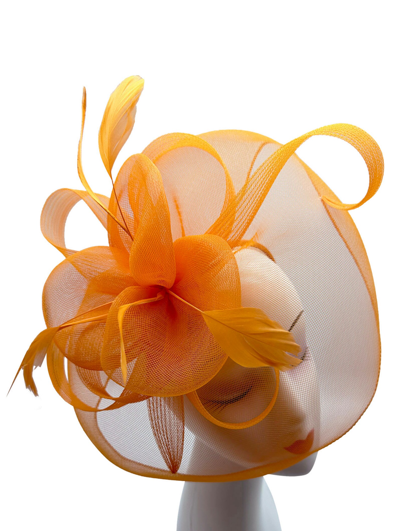 Bright Orange Fascinator Large With Headband and Clip Hatinator Wedding ...