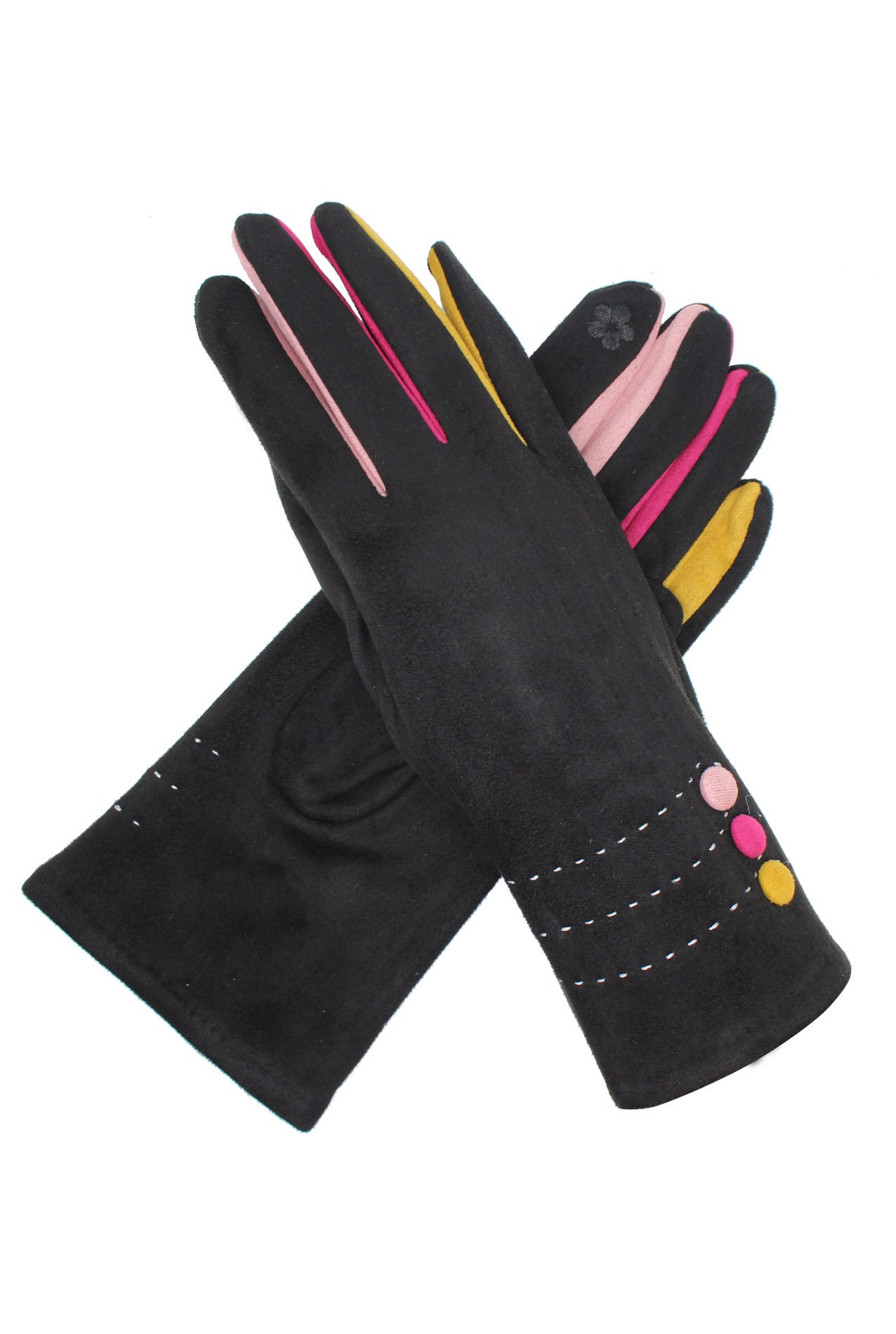 Women Button Gloves Ladies Multi Colours Gloves Touch Screen Gloves ...