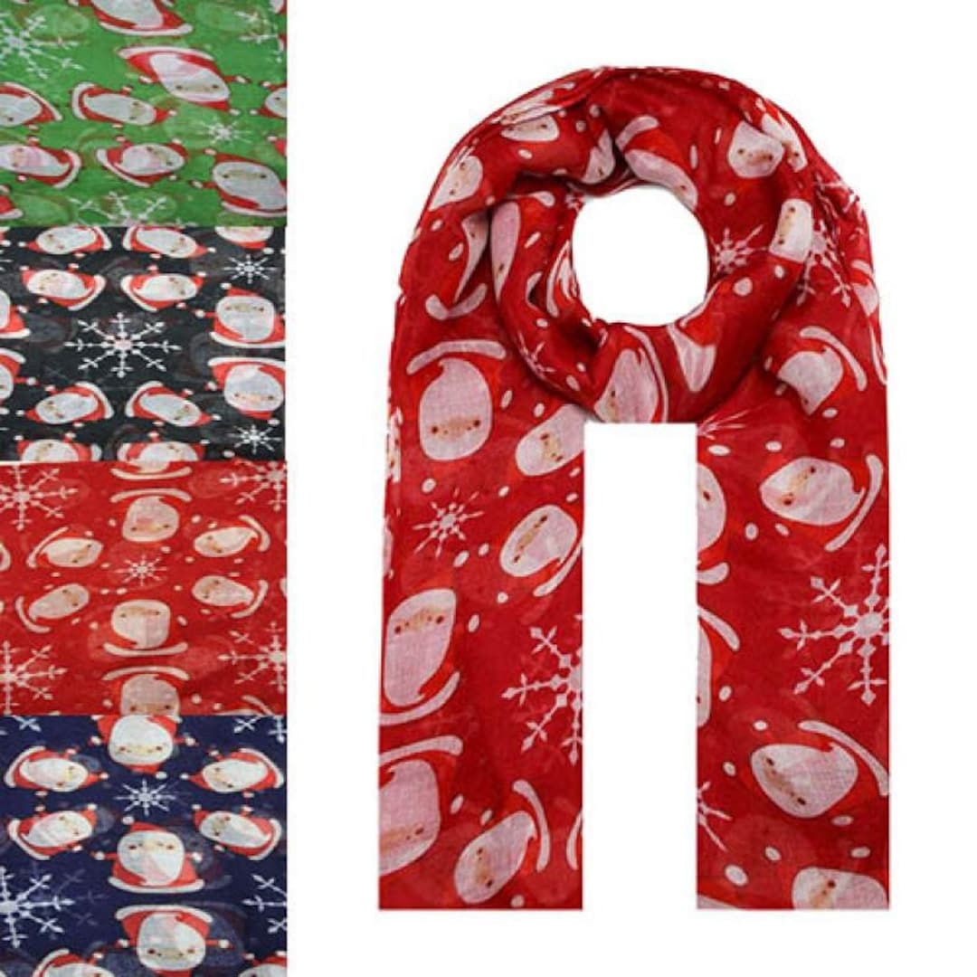 Christmas Scarf Santa Claus Scarves and Snowflakes Print Scarves Shawl ...