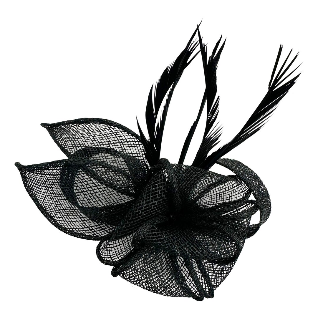 Black Fascinator, Small, Wedding Hat, Brooch Pin and Clip, Flower and ...