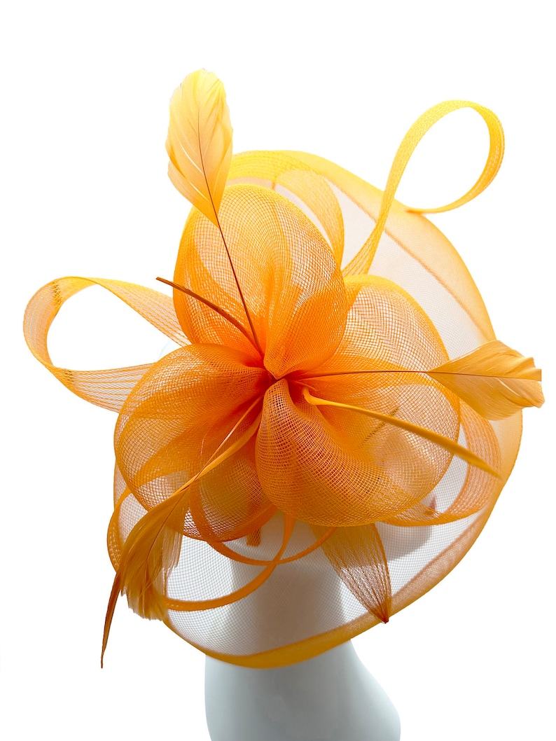 Bright Orange Fascinator Large With Headband and Clip Hatinator Wedding ...