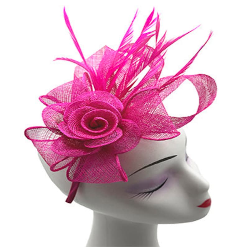 Small Fuschia Fascinator, Wedding Hat, Headband and Clip, Flower and ...