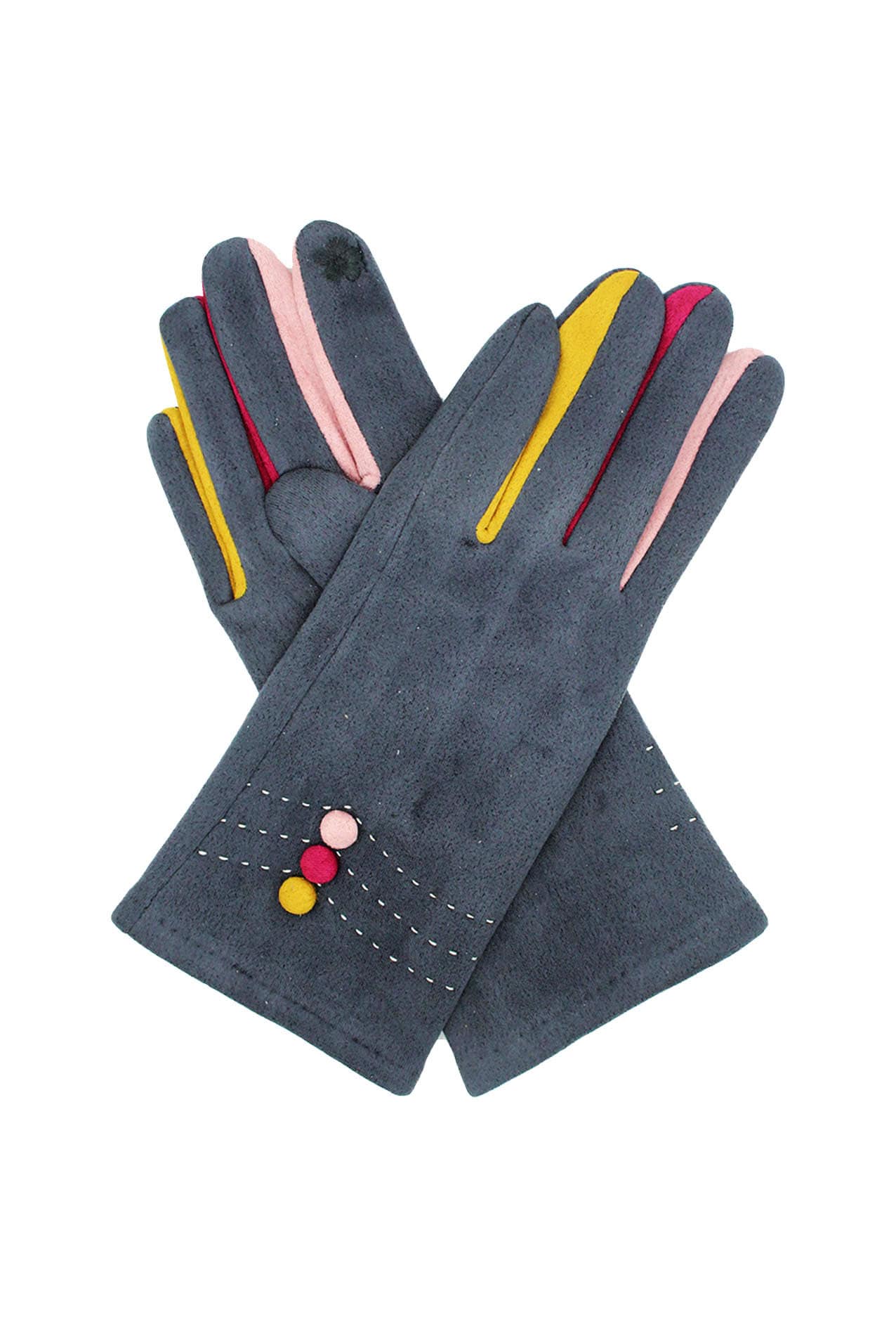 Women Button Gloves Ladies Multi Colours Gloves Touch Screen Gloves ...