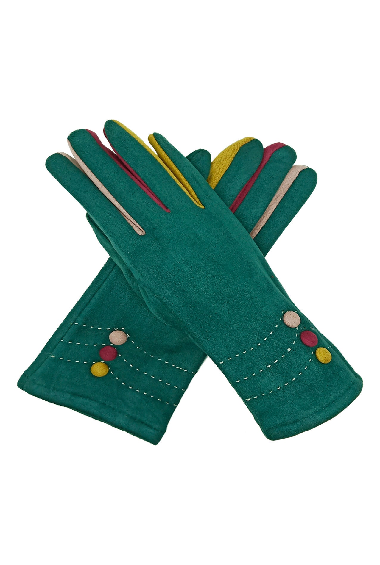 Women Button Gloves Ladies Multi Colours Gloves Touch Screen Gloves ...