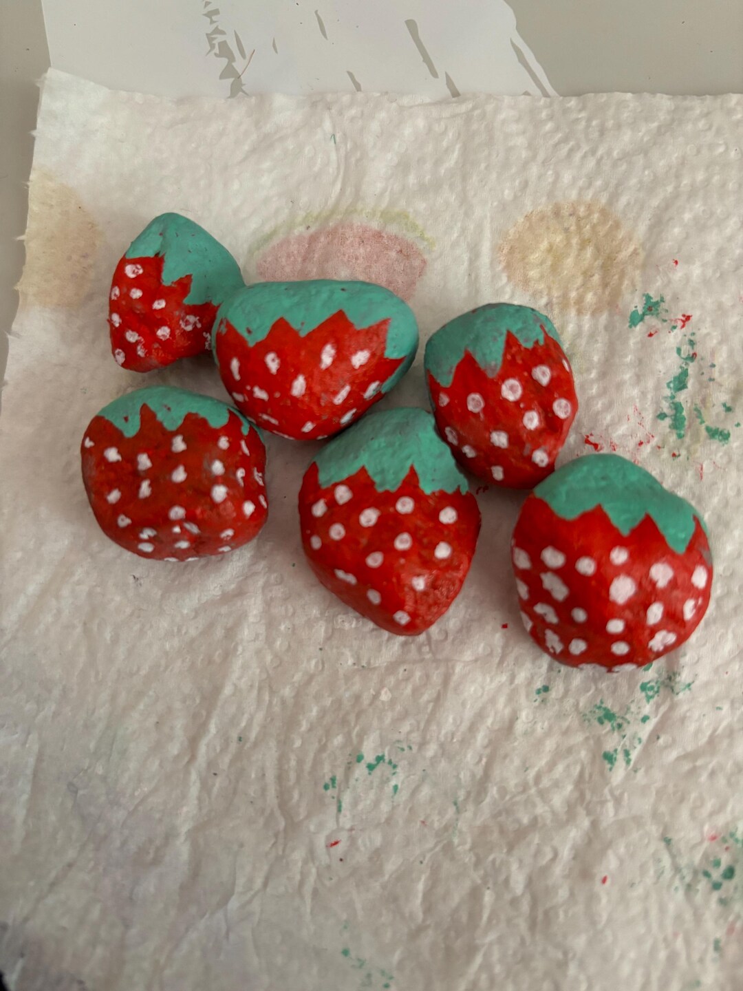 Painted Strawberry Stones - Etsy