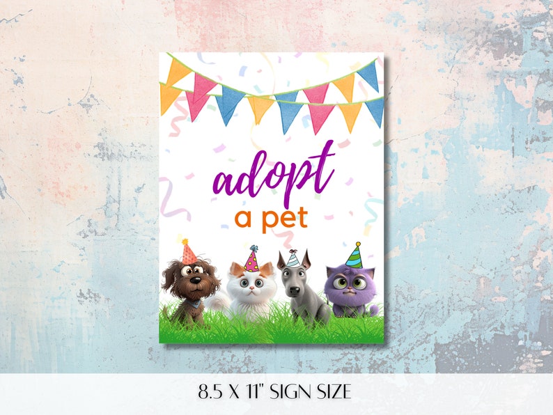 Adopt a Pet Birthday Sign, Dog Birthday Party Decor, Puppy Adoption ...