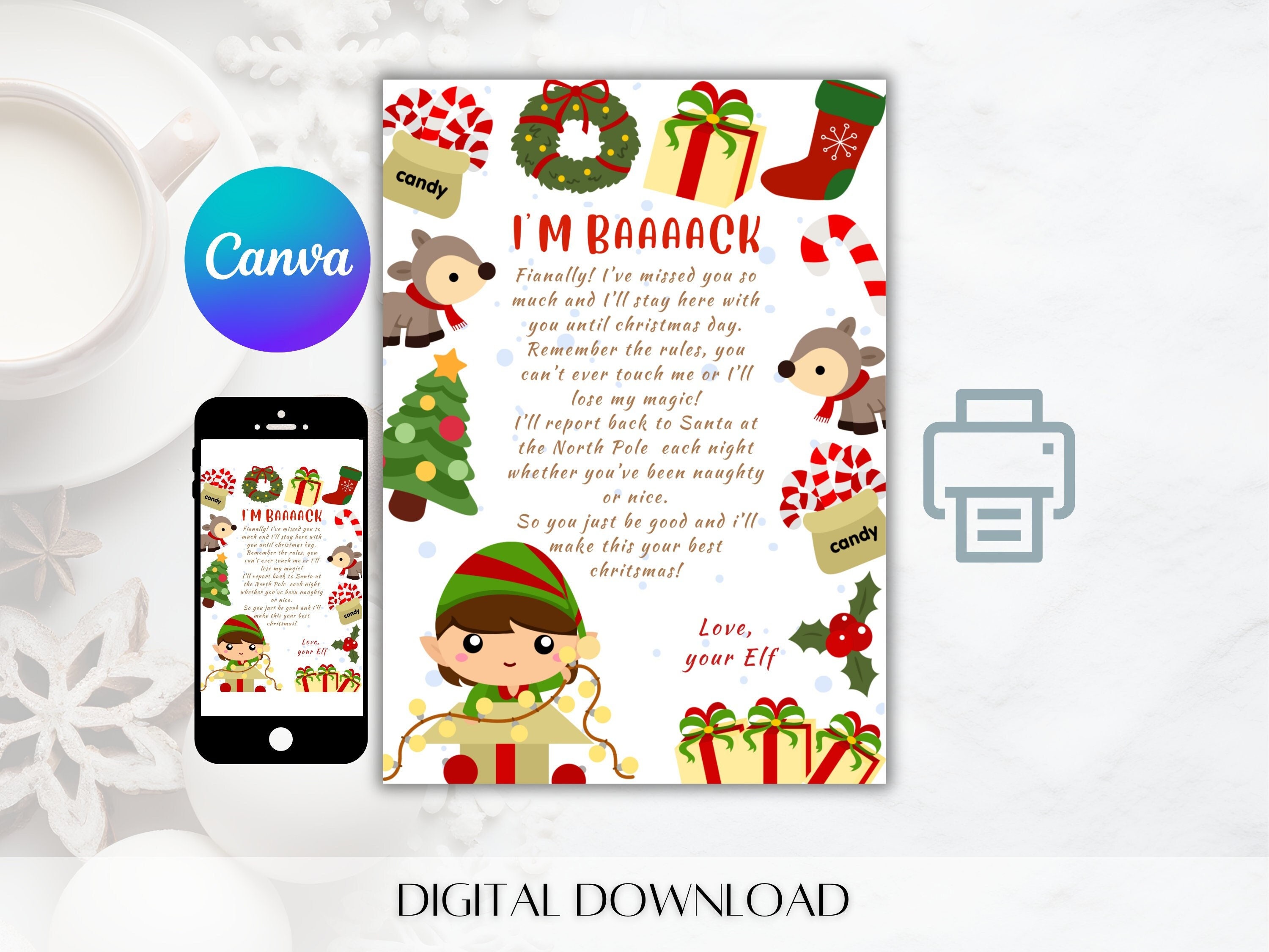 Editable Elf Arrival Letter, I'm Back Elf Letter, Christmas Elf Return ...