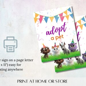 Adopt a Pet Birthday Sign, Dog Birthday Party Decor, Puppy Adoption ...