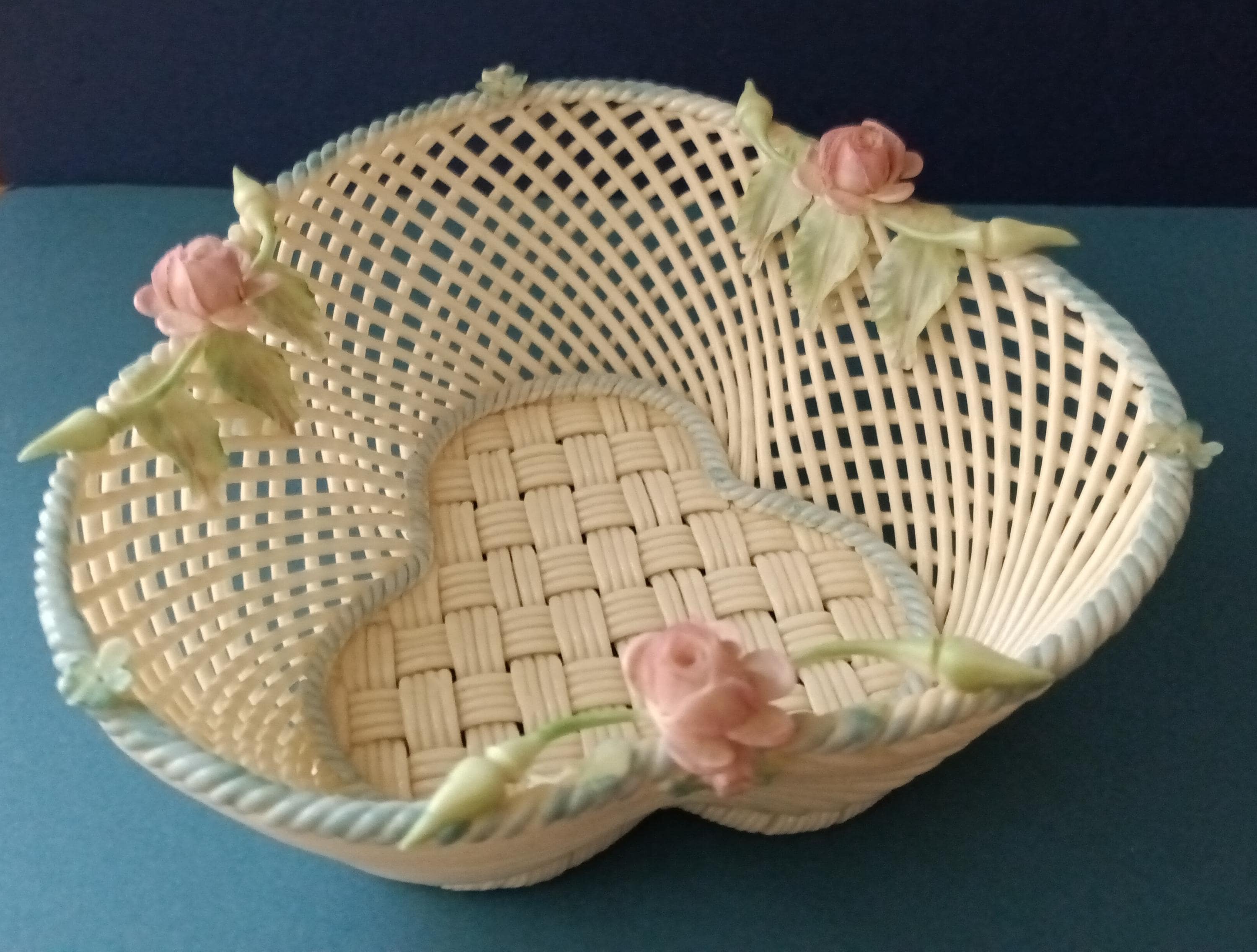 Vintage Irish Belleek Woven Porcelain Basket - Etsy