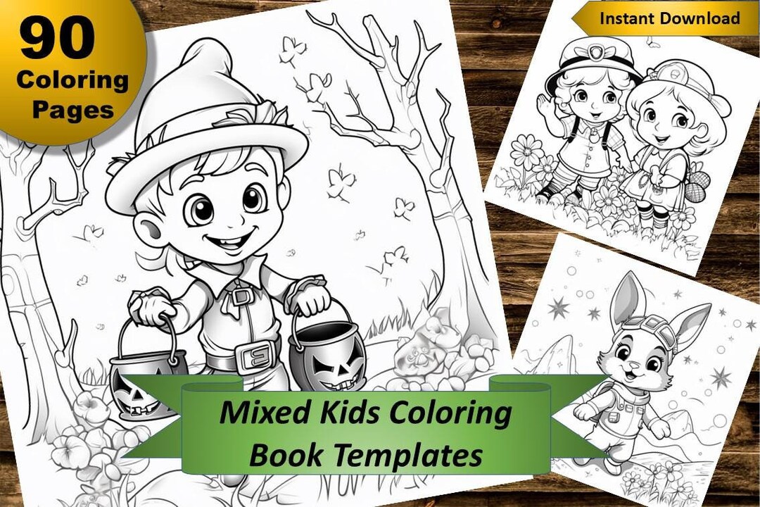 90 Mixed Kids Coloring Book Templates, Coloring Pages, Coloring Book ...