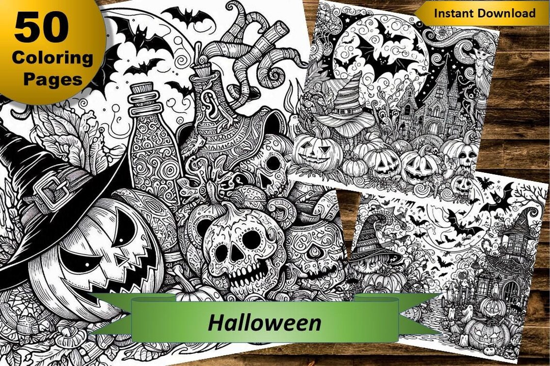 50 Halloween, Spooky, Spooky, Coloring Pages, Coloring Book, Coloring ...