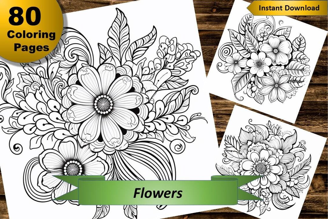 80 Flowers Relax, Coloring Pages, Coloring Book, Coloring Pages ...