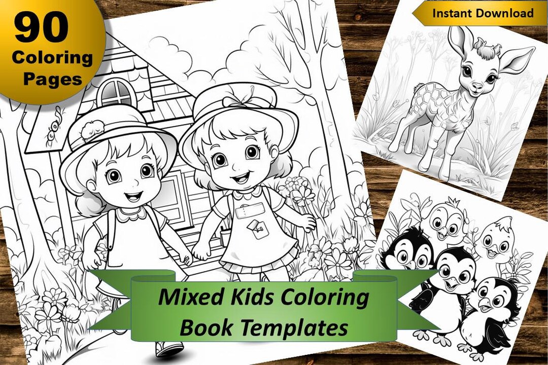 90 Mixed Kids Coloring Book Templates, Coloring Pages, Coloring Book ...