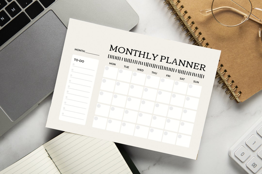 A4 Monthly Planner Print: To-do List, Weekly Calendar (digital Download ...