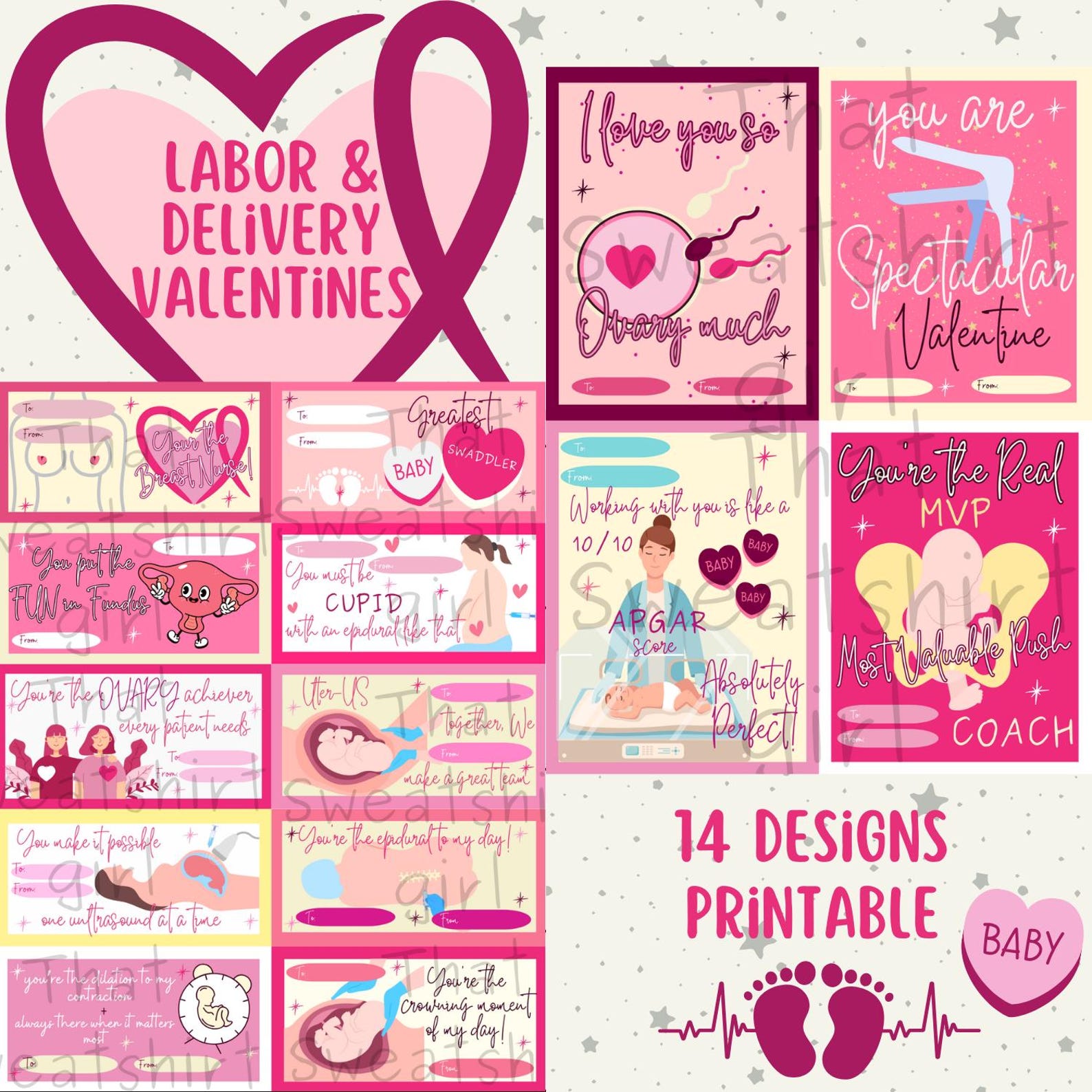 Labor & Delivery Valentines, L and D Valentine Cards, Mother Baby Nurse ...