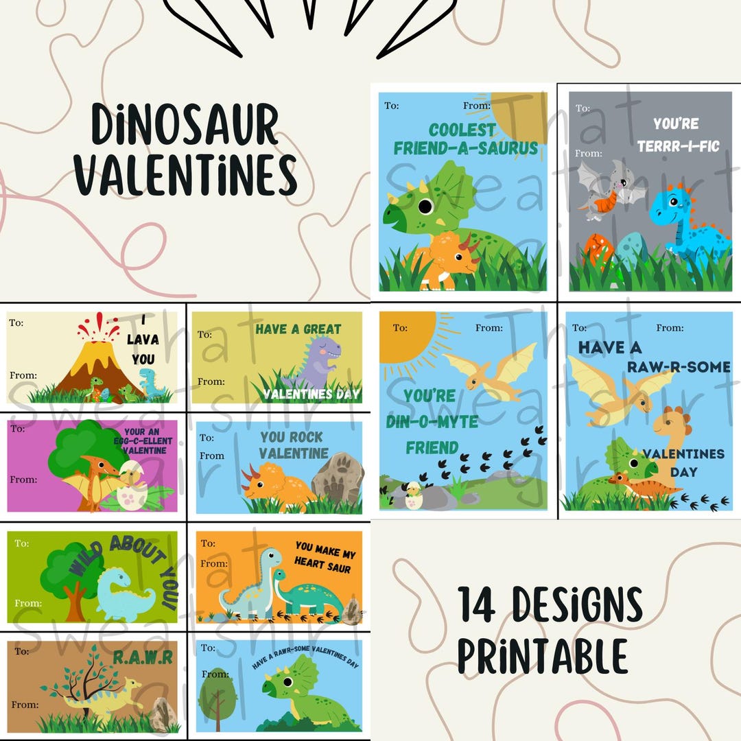 Dinosaur Valentine, Boy Dinosaur Valentine, Printable Valentine for Boy ...
