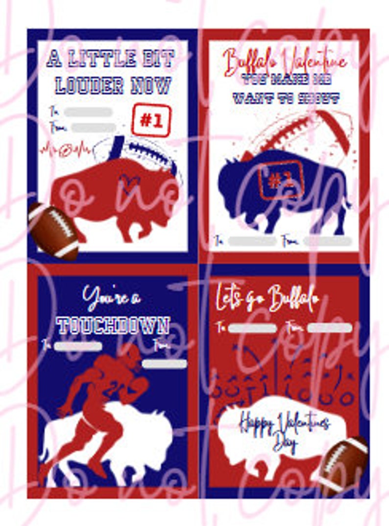Buffalo Football Valentines, Buffalo Football Fan Valentines Card ...