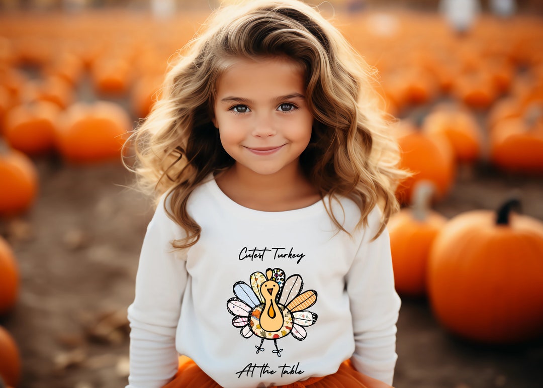 Cutest Turkey at the Table Shirt Toddler Thanksgiving Shirt Turkey Long ...