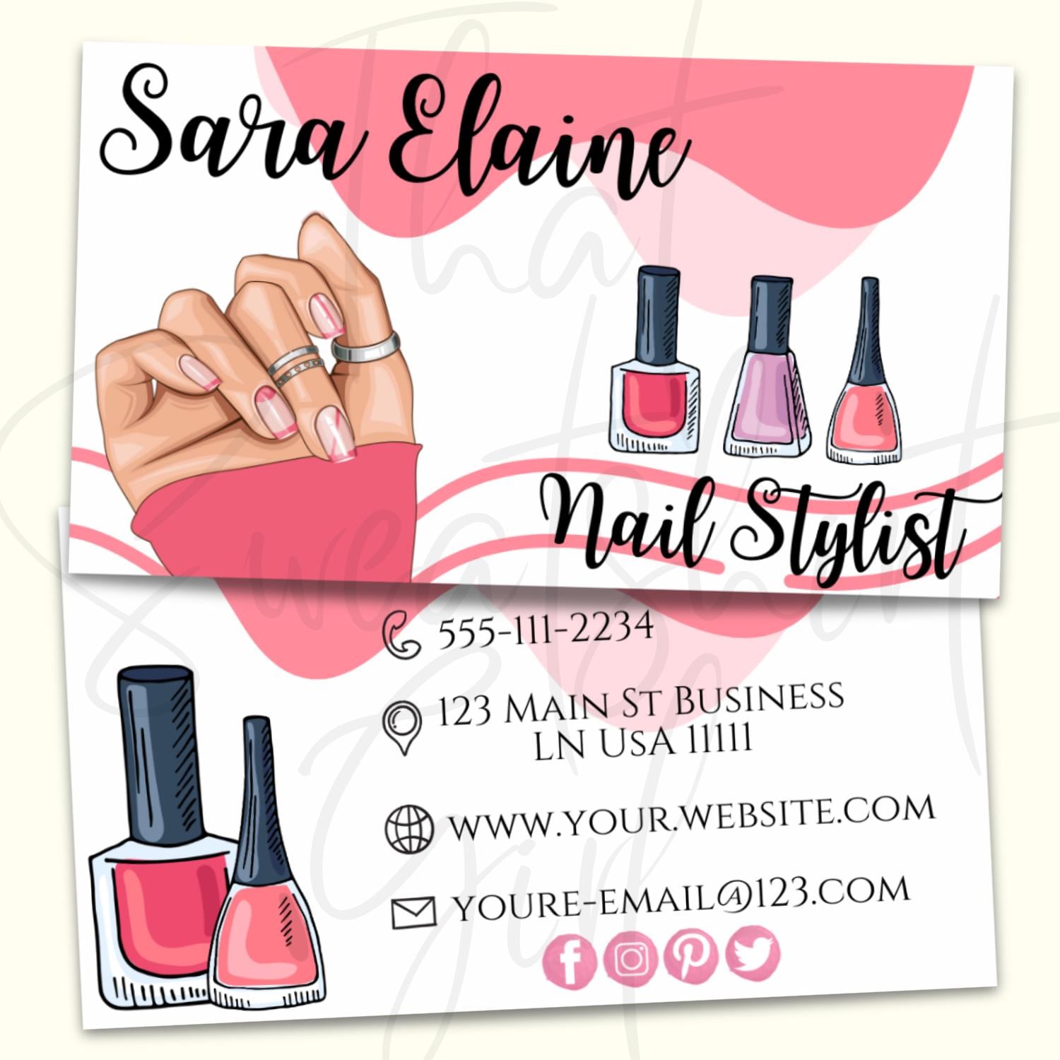 Nail Salon Business Card, Nail Artist Business Card, Elegant Business ...