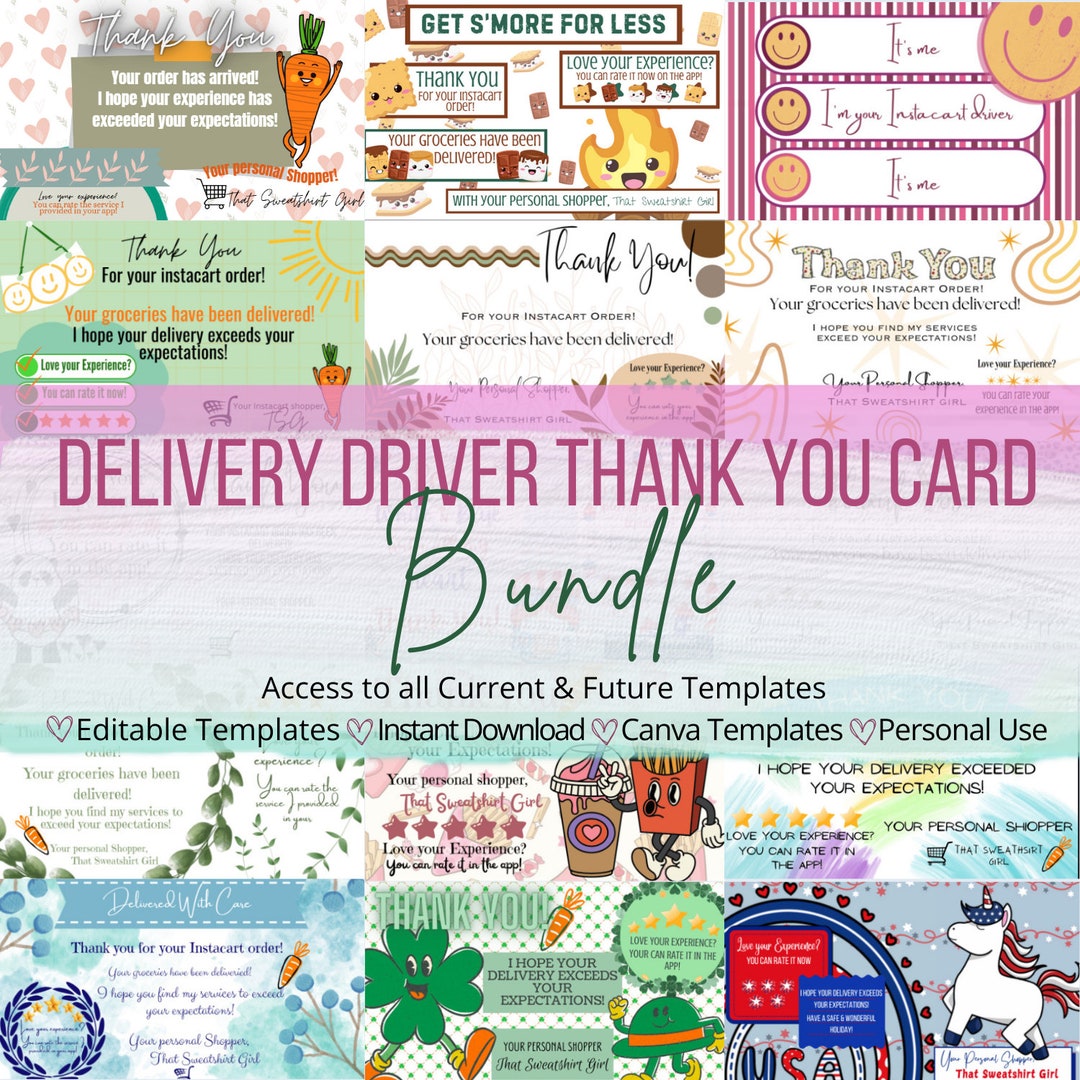 Personal Shopper Thank You Card Bundle, Instant Thank You Card ...