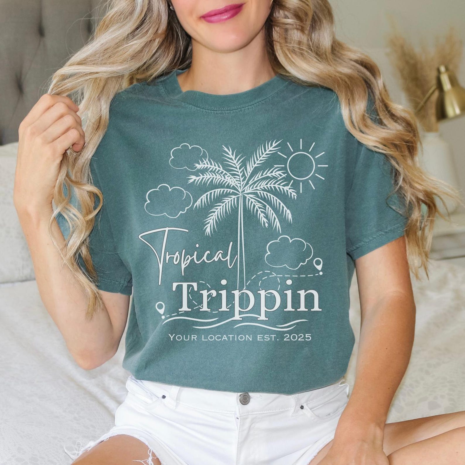 Custom Tropical Trippin' T-shirt, Beach Vibes Top, Summer Apparel ...