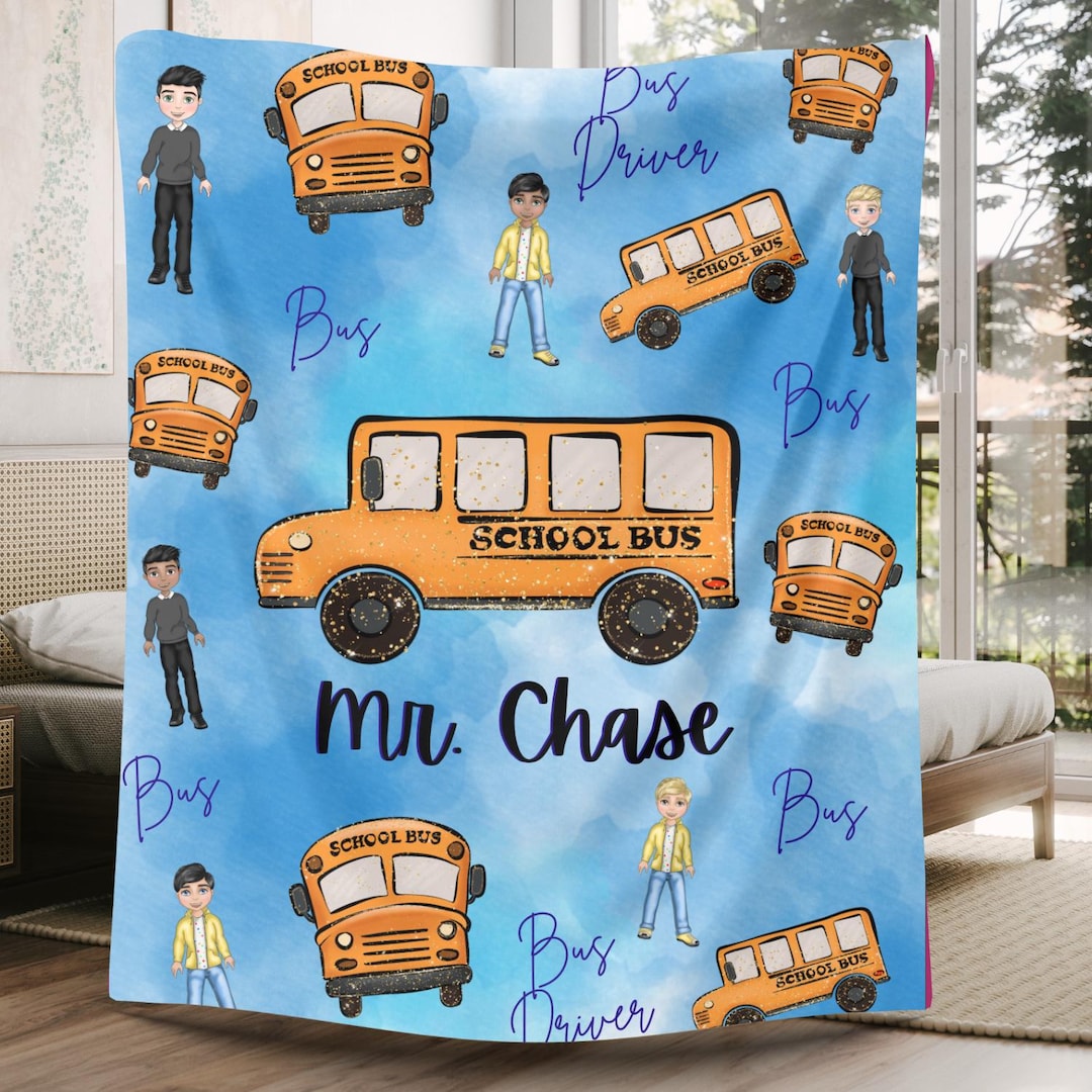 School Bus Driver Blanket, Bus Driver Gift, Custom Bus Driver Blanket ...