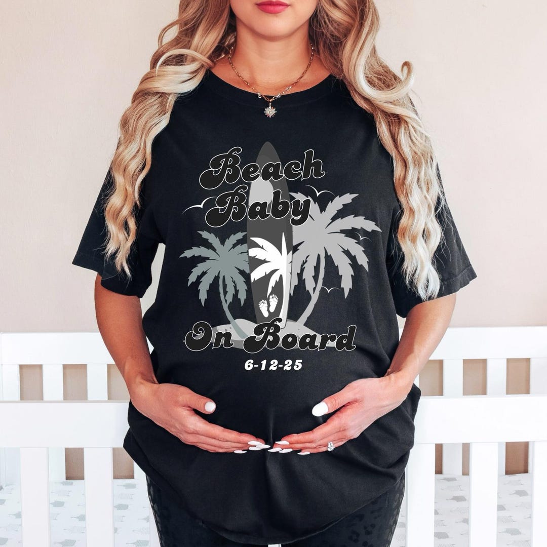 Vintage Beach Baby on Board T-shirt, Pregnancy Announcement Shirt, Mom ...