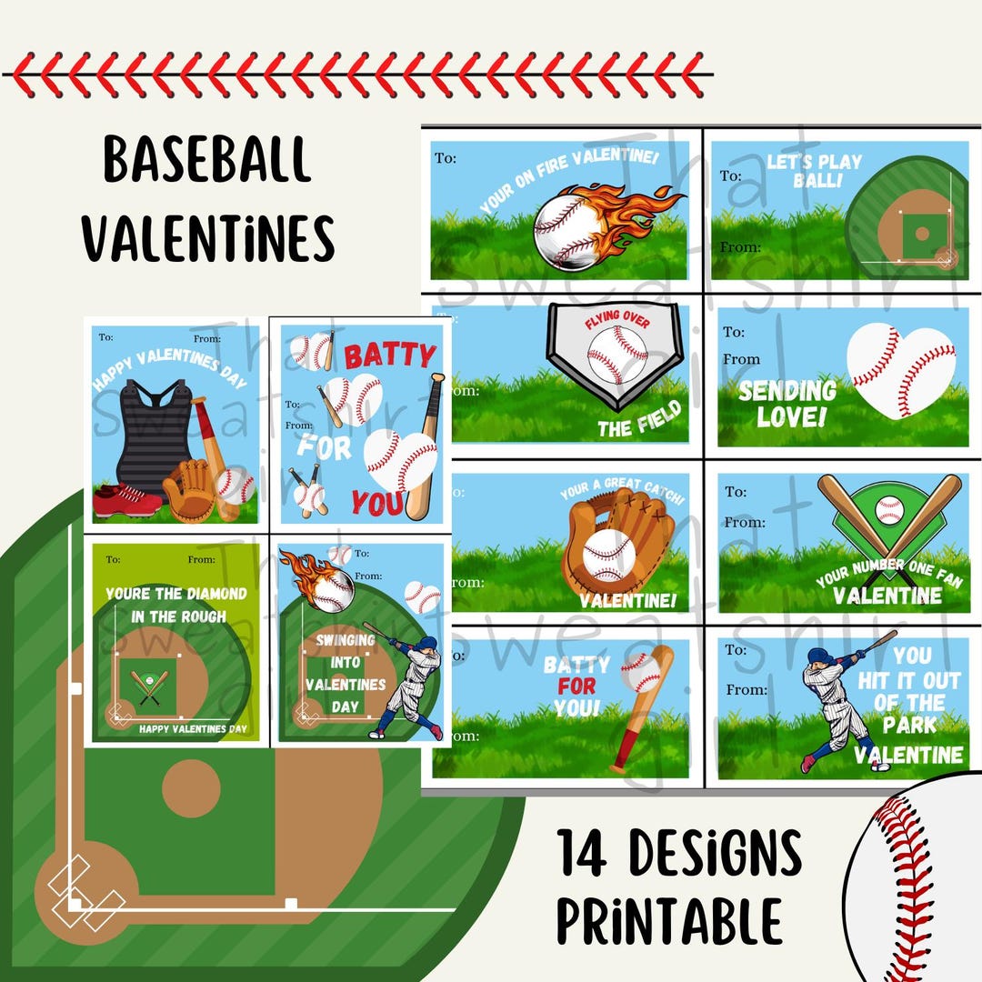 Baseball Valentine, Boy Valentines Card, Printable Valentine for Boy ...