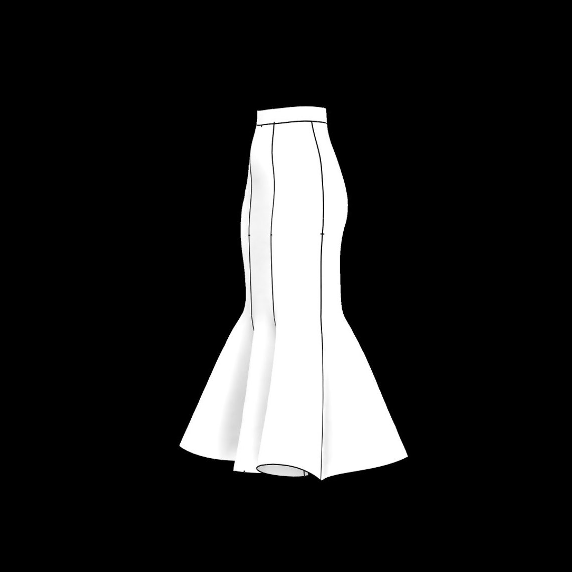 6-panel Gored Skirt Sewing Pattern, Mid Calf Length, Sizes UK 8-28 EU ...