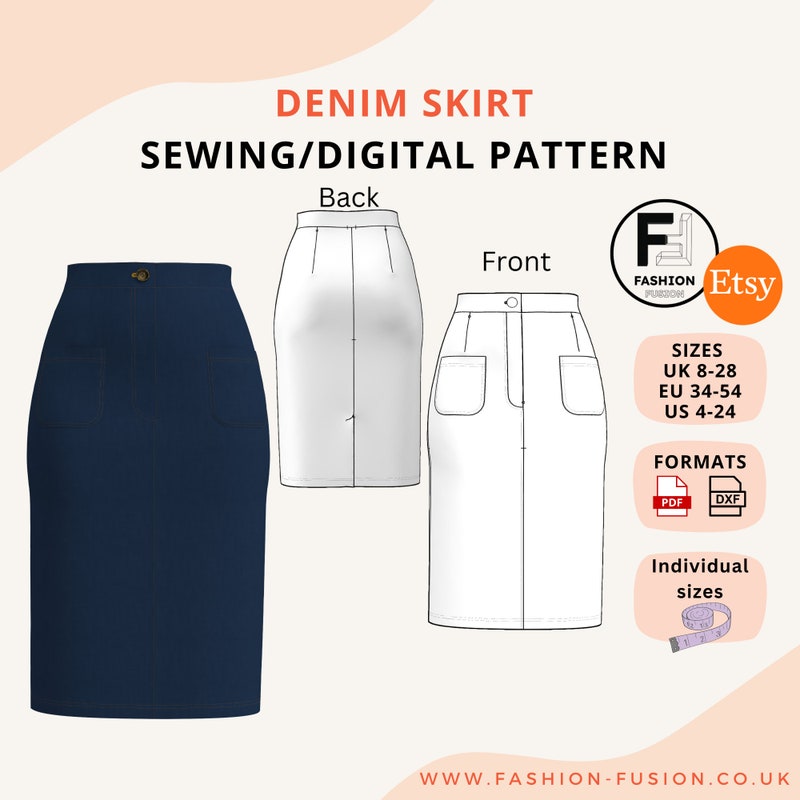 Denim Skirt - Etsy