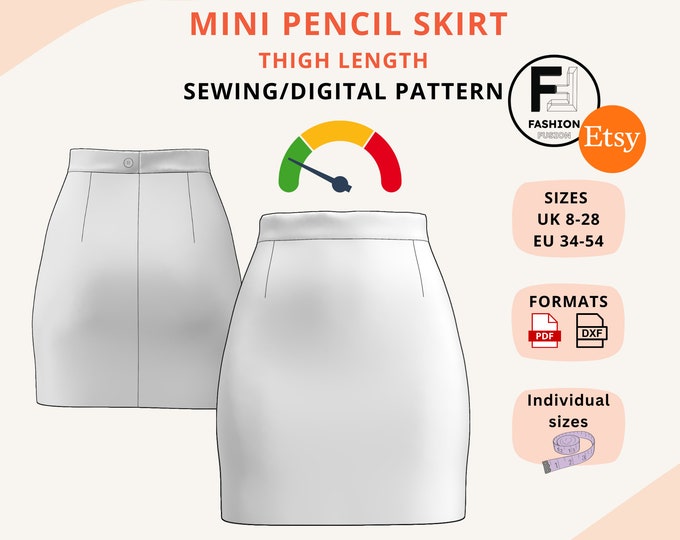 6 Panel Full Length Skirt Sewing Pattern, Sizes UK 8-28/EU 34-54/US 4 ...